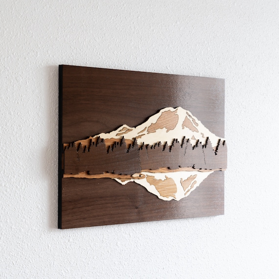 Mount Rainier National Park Wood Art Solid Wood Wall Art | Etsy