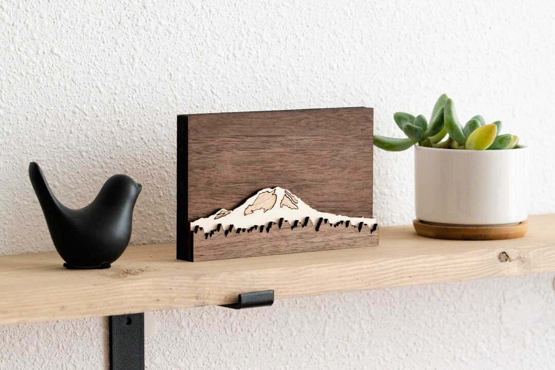 Mt. Rainier Wood Art Hardwood Wall Art Mini Rainier National Park Art ...