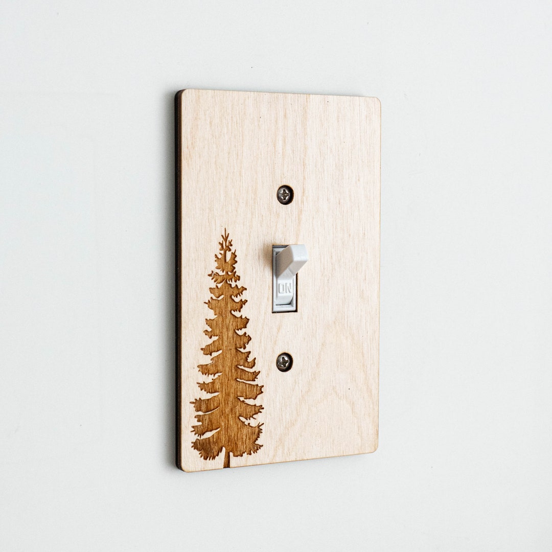 Tree Wood Light Switch Cover Plate Pine Tree Engraved - Etsy