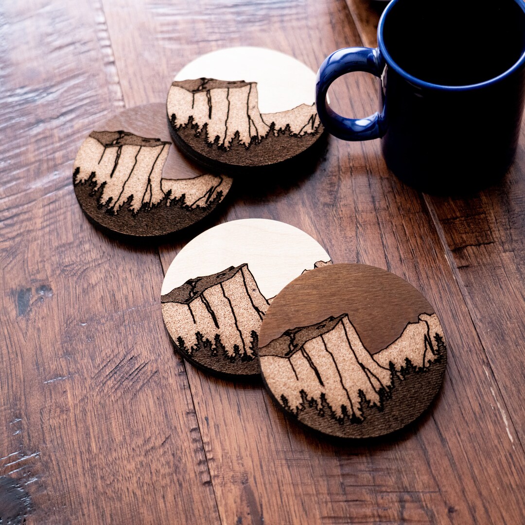 Colorado Coasters Set, Dream Lake Rocky Mountain NP, Wood and Cork ...