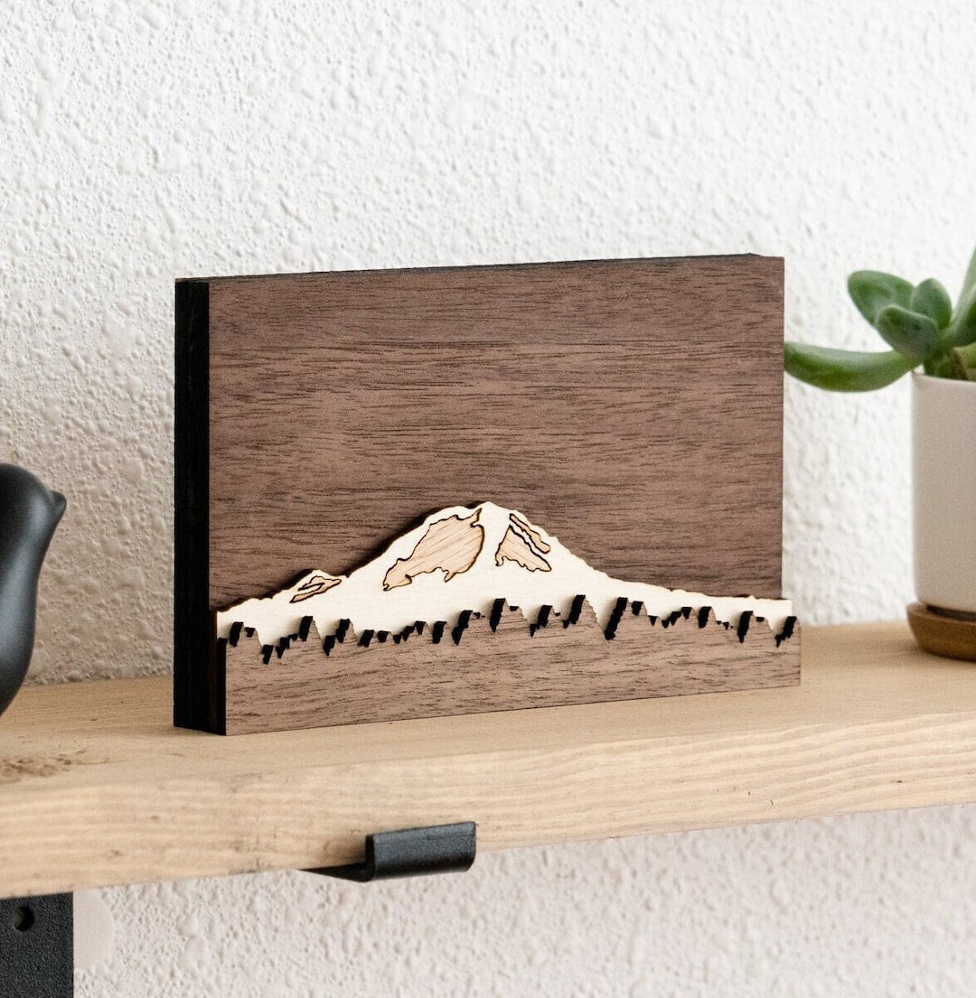 Mt. Rainier Wood Art | Hardwood Wall Art | Mini Rainier National Park ...