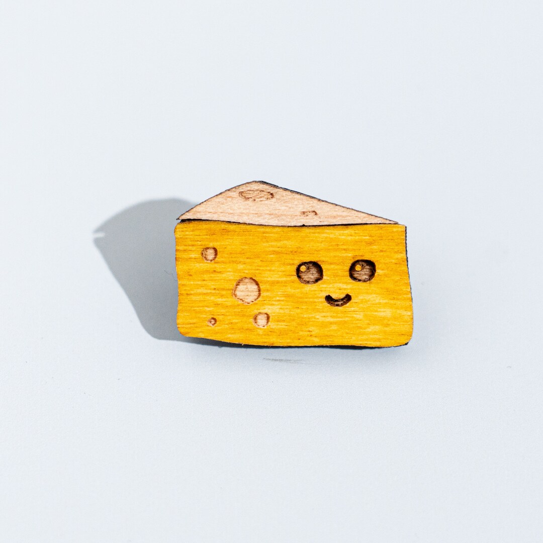 Cute Cheese Wood Pin, Funny and Cute Cheese Lover Gift, Engraved Wood ...