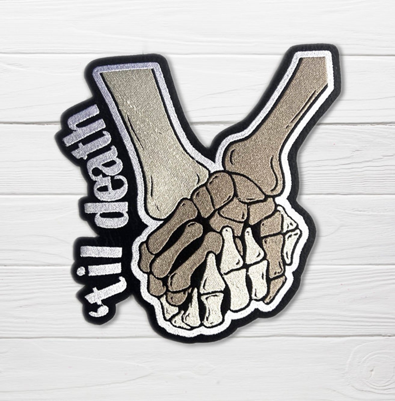 Skeleton Hand Embroidered Patch, Bridal Denim Jacket, Iron-on - Etsy