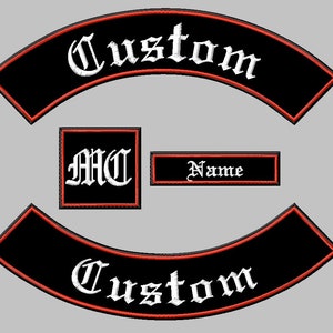 Custom Biker Patch Set, Motorcycle Club Rockers, Iron-on Backpatch ...