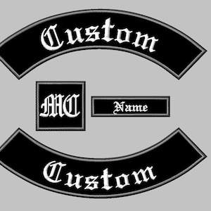 Custom Biker Patch Set, Motorcycle Club Rockers, Iron-on Backpatch ...