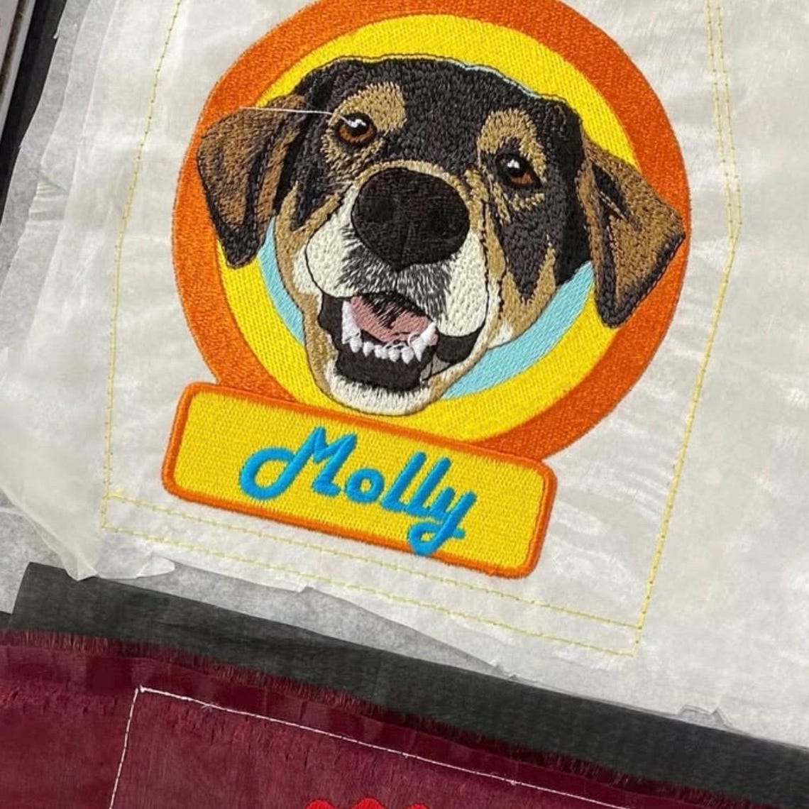 Custom Pet Embroidered Patch With Fun Border , Iron-on Dog & Cat Pet ...