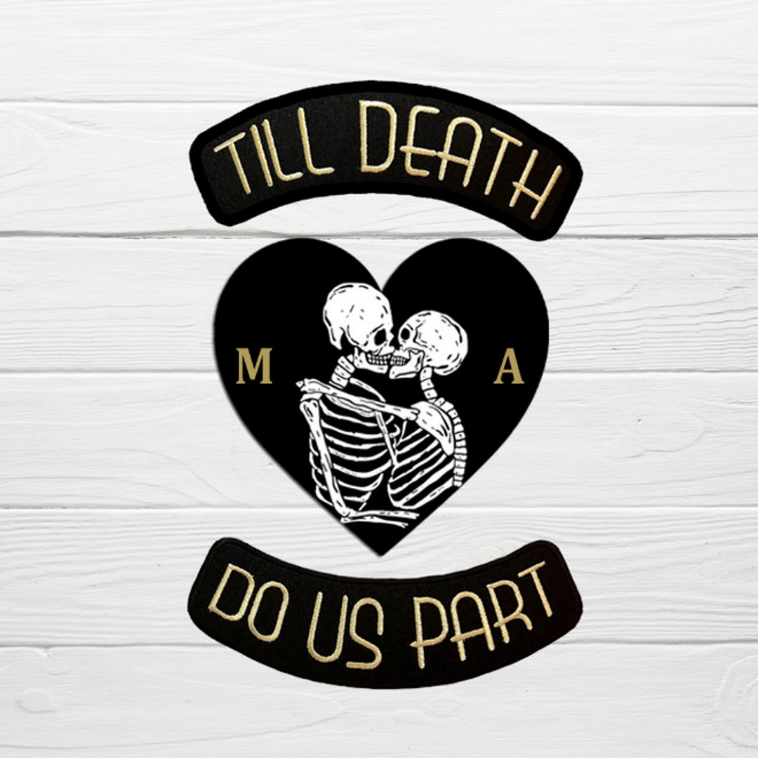 Hugging Skeleton Patch With Till Death Banner and Initials, Patch for Bridal Jacket,couple ...