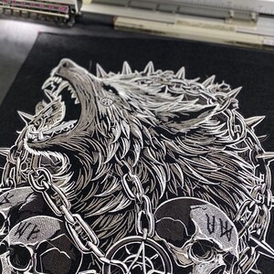 Wolf Skull Patch - Gothic Norse Wolf Head With Skulls, Chains and Heavy ...
