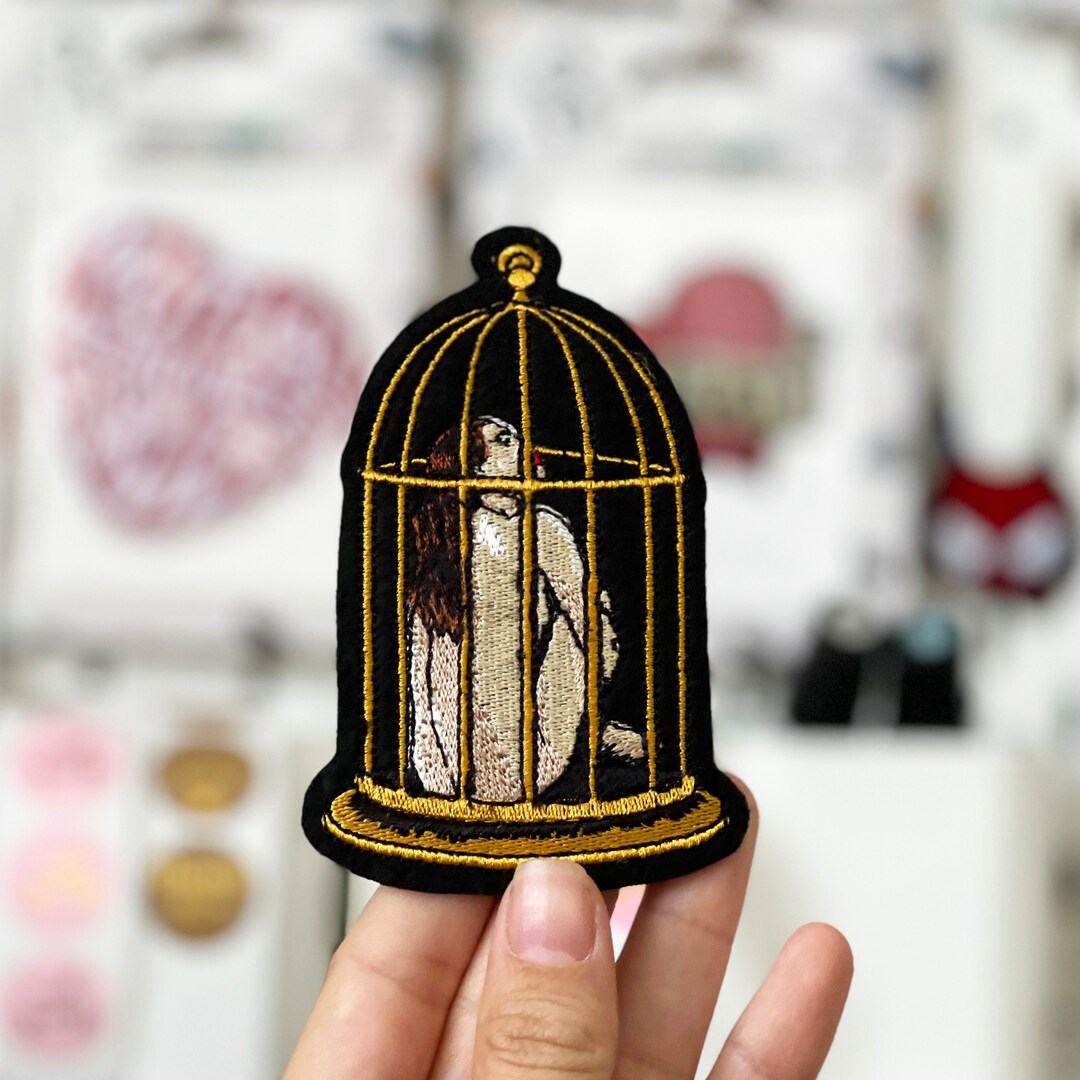 Woman in Cage Embroidered Patch, Lady Patch, Iron on Patch, Patch for ...