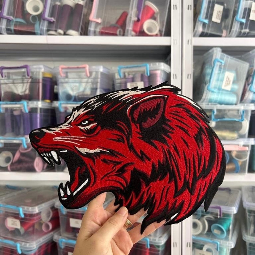 Red Wolf Embroidered Large Biker Patch Iron on Patch - Etsy