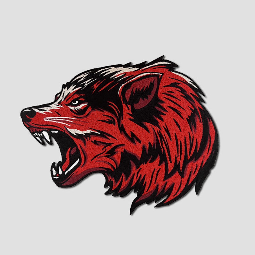 Red Wolf Embroidered Large Biker Patch Iron on Patch, Embroidered Patch ...