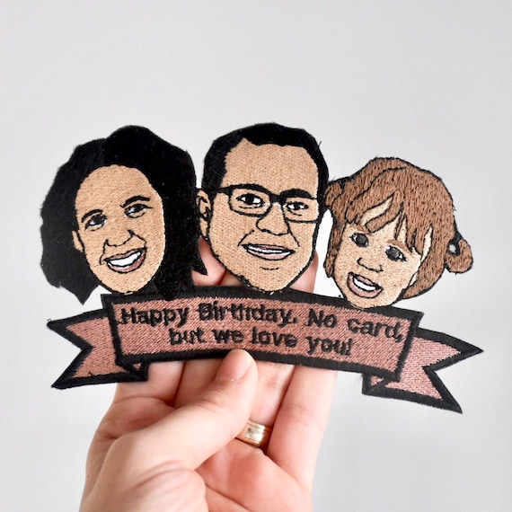 Custom Family Embroidered Patch Couple Portrait | Etsy