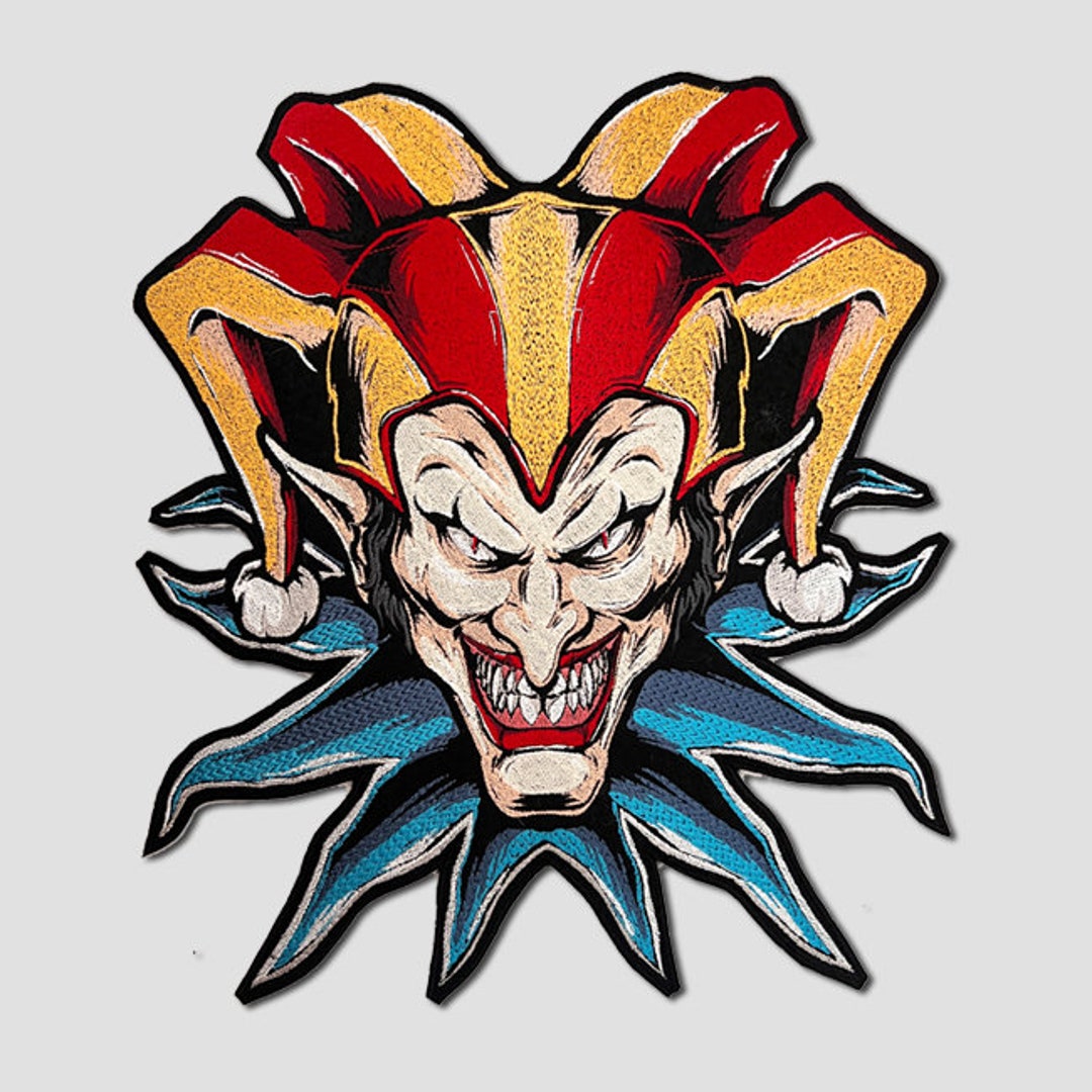 Joker Face Large Embroidered Patch Iron on Patch, Backpatch, Large ...