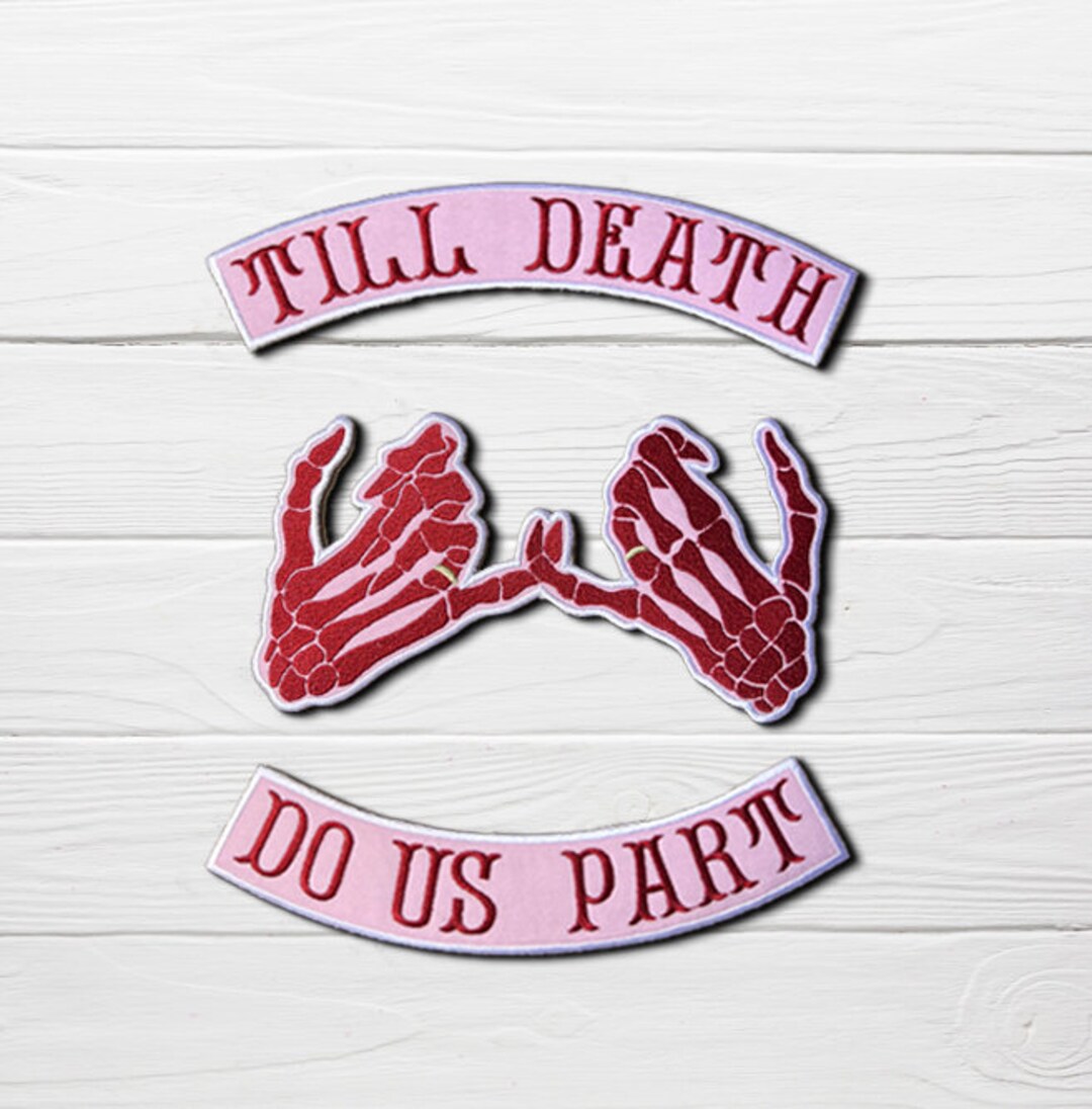 Pink Pinky Promise Skeleton Hand Patch With Till Death Banner, Patch for Bridal Denim Jacket ...