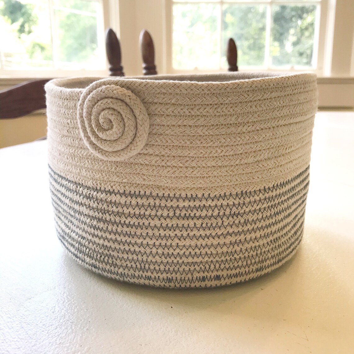 Rope Basket Natural and Blue Ridge Gray - Etsy