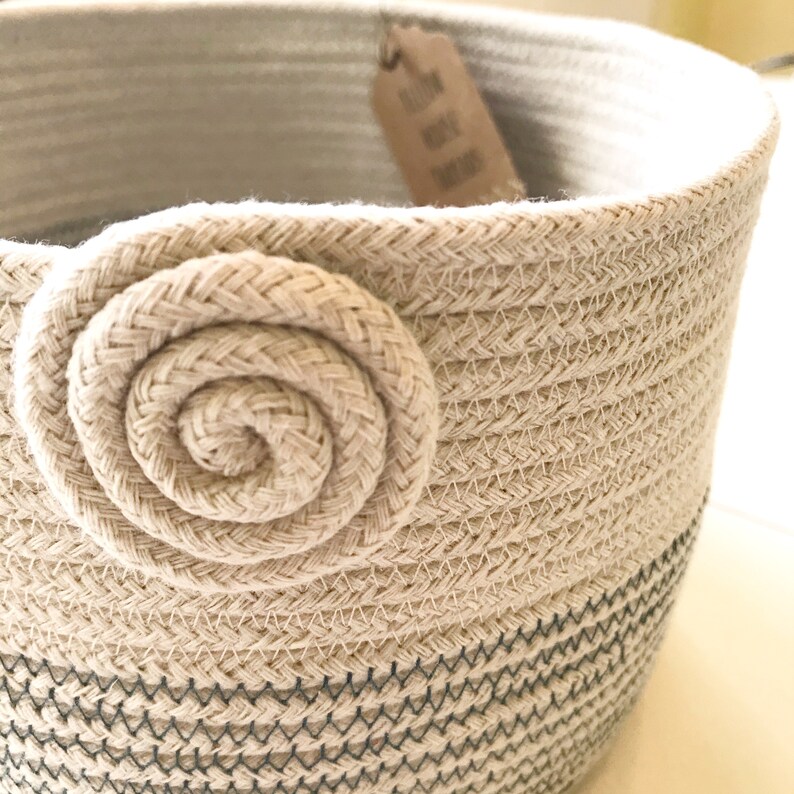 Rope Basket Natural and Blue Ridge Gray - Etsy