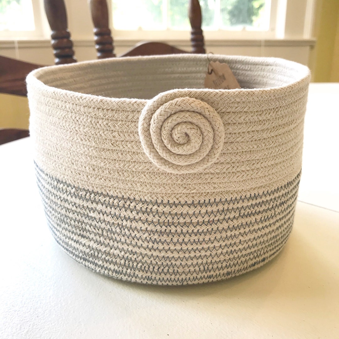 Rope Basket - Natural and Blue Ridge Gray - Etsy