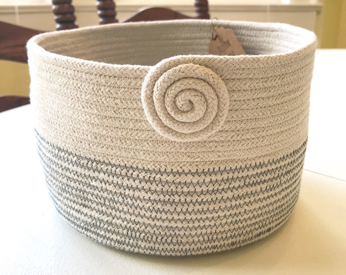 Rope Basket Natural and Blue Ridge Gray - Etsy
