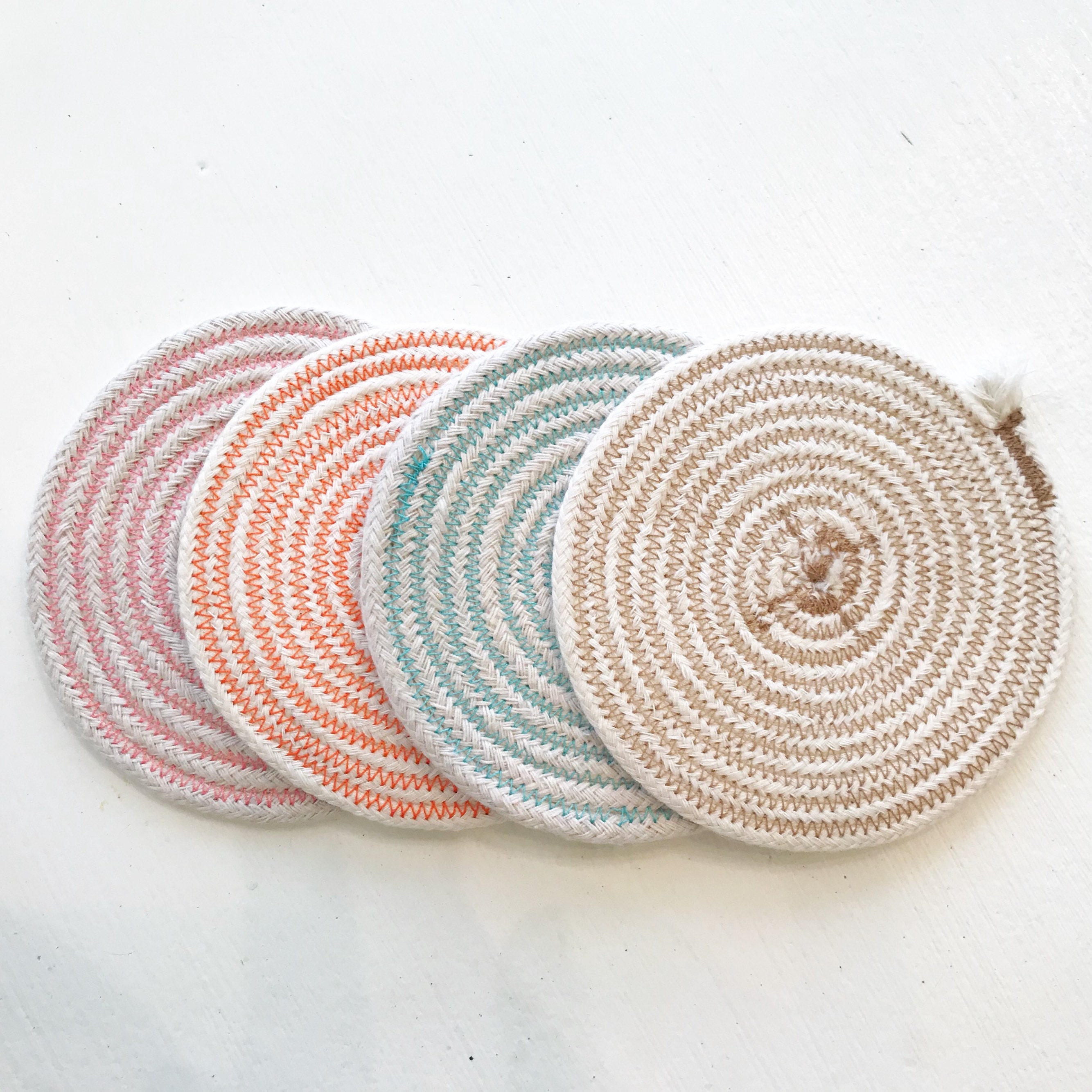 Set of 6 - Rope Coiled Coaster - Etsy
