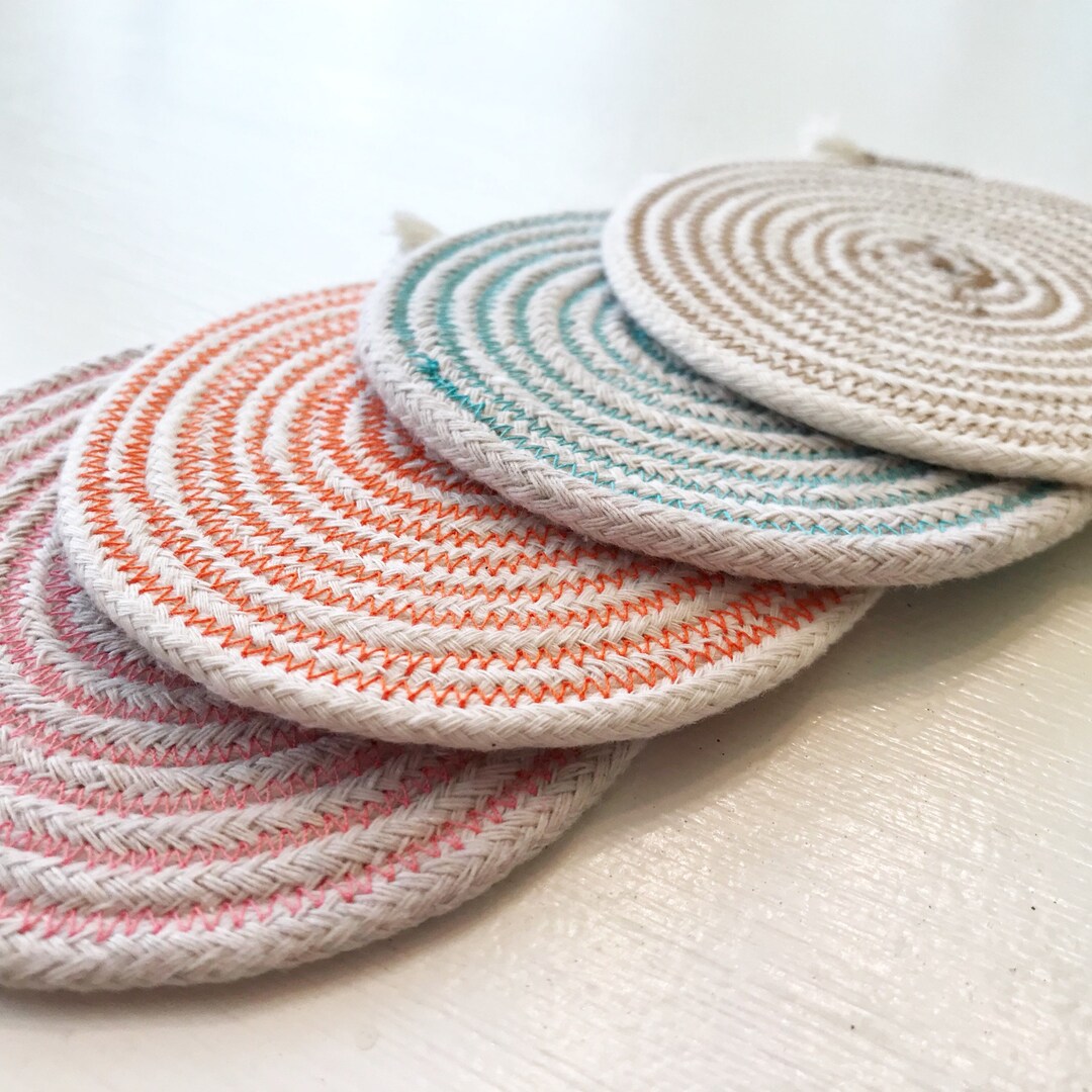 Set of 6 - Rope Coiled Coaster - Etsy