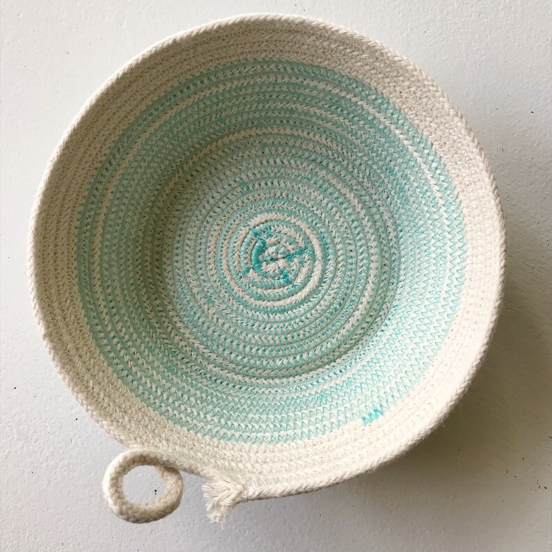 Cotton Rope Loop Bowl - Natural and Aqua - Etsy