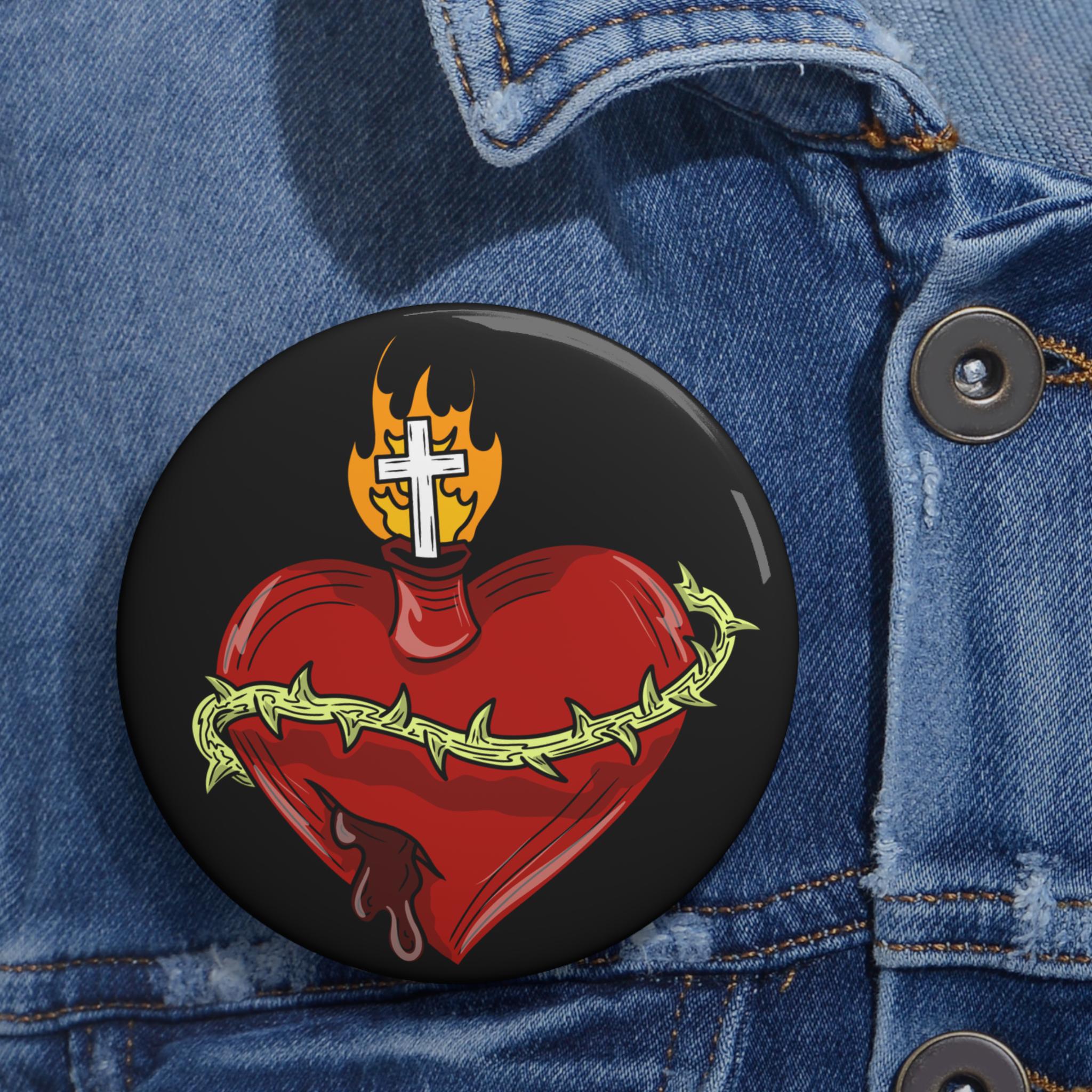 Christian Sacred Heart of Jesus Button, Religious Pin Buttons, Jesus is ...