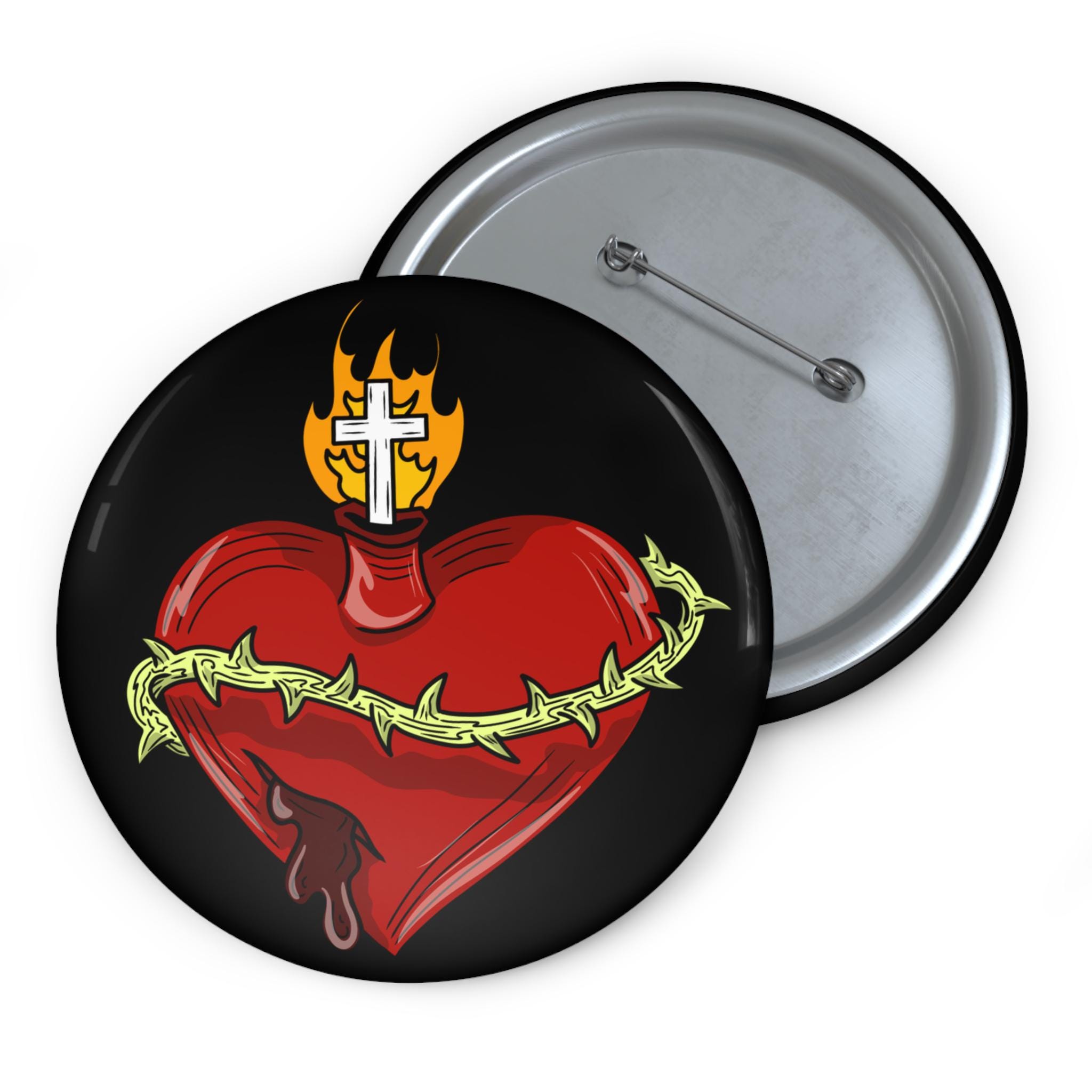 Christian Sacred Heart of Jesus Button, Religious Pin Buttons, Jesus is ...