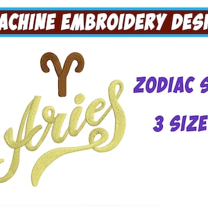 Aries - Zodiac Sign - Machine Embroidery Design, 3 Sizes, Pes, Dst, Hus ...