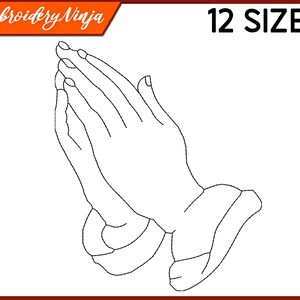 Praying Hands REDWORK Machine Embroidery Design, 12 Sizes. Christian ...
