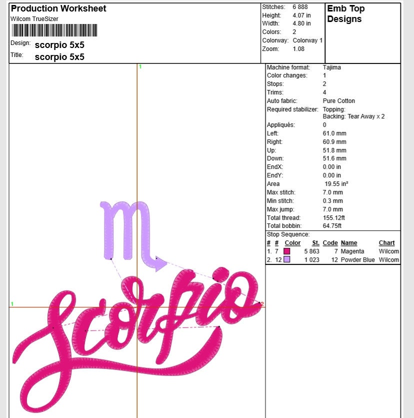 Scorpio Zodiac Sign Machine Embroidery Design 3 Sizes - Etsy