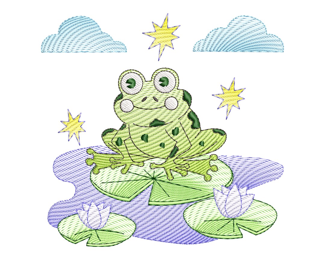 Frog Machine Embroidery. Cute Baby Animal Embroidery 4x4 - Etsy