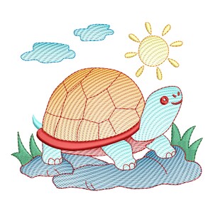 Turtle Machine Embroidery. Cute Baby Animal Embroidery 4x4 Design. Pe ...
