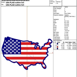 United States Outline Flag Embroidery Design, 5 Sizes - Etsy