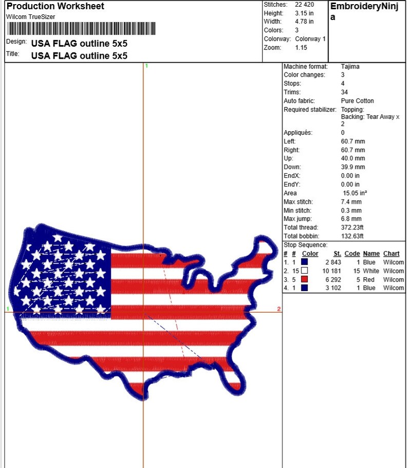 United States Outline Flag Embroidery Design 5 Sizes - Etsy