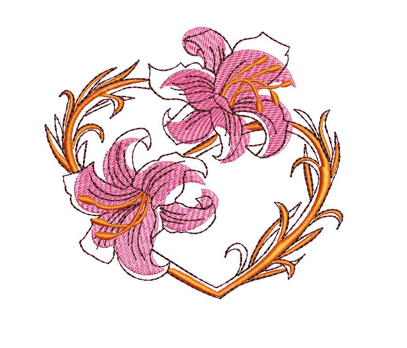 Lilies Flowers Machine Embroidery Design 2 Sizes 5x5 6x10 | Etsy