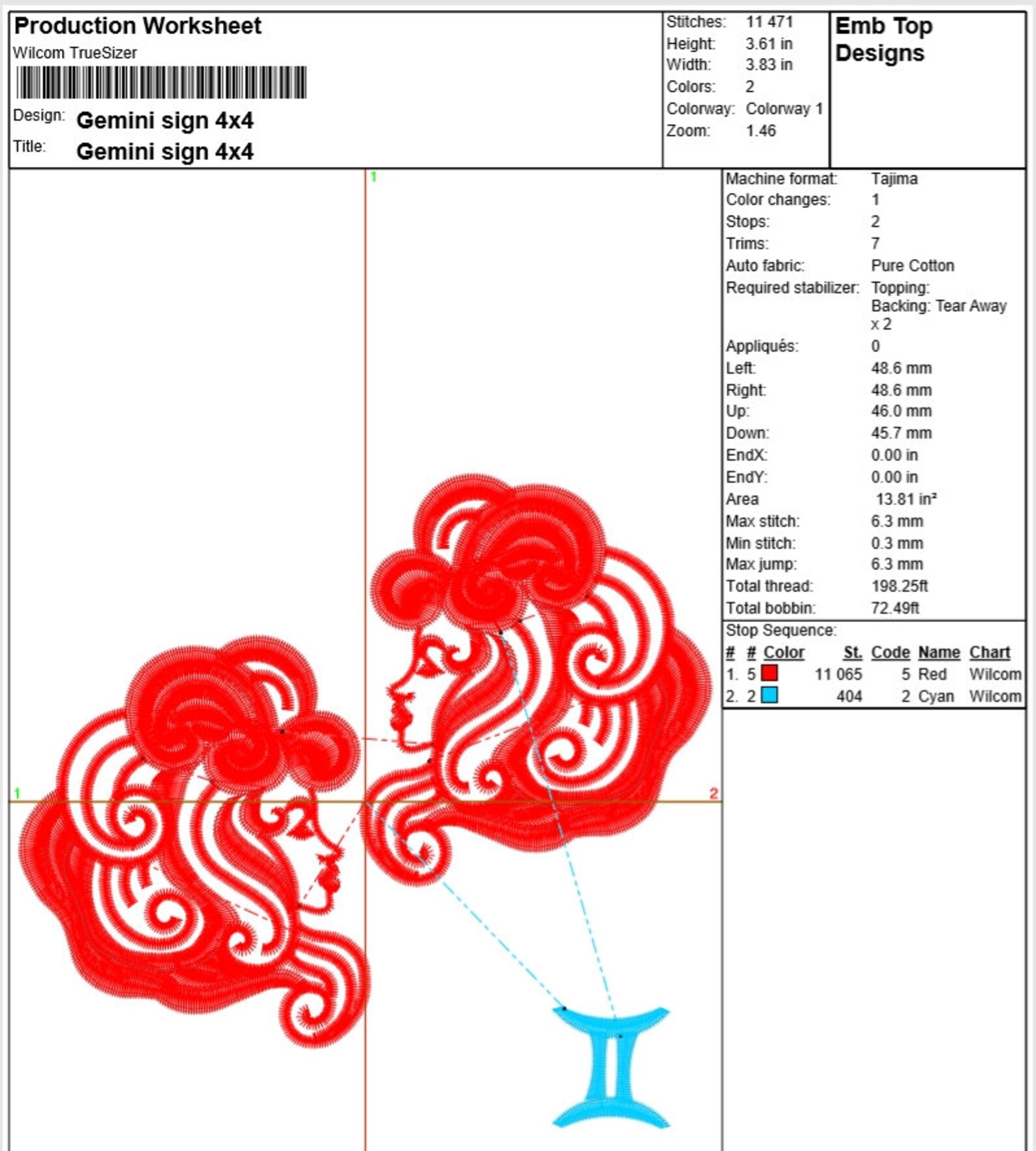 Gemini Zodiac Sign Machine Embroidery Design 3 Sizes - Etsy