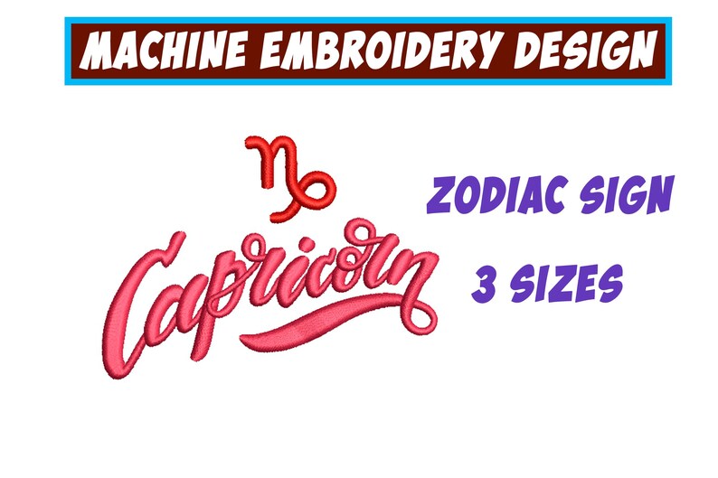 Capricorn Zodiac Sign Machine Embroidery Design 3 Sizes - Etsy