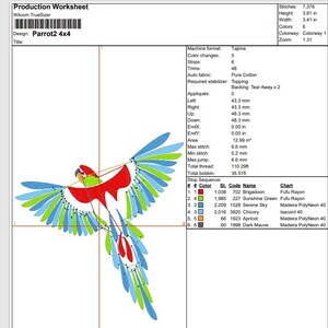 Parrot 6 Sizes, Machine Embroidery Design. Bird Flying Embroidery, Pe ...