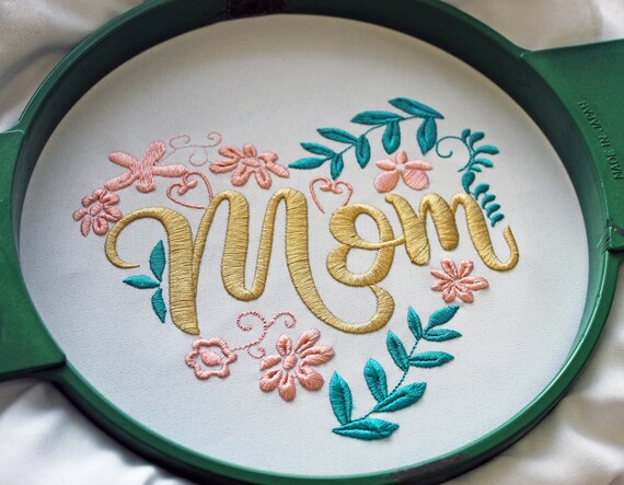 Mom Floral Embroidery Design Mother Day Embroidery Pattern | Etsy