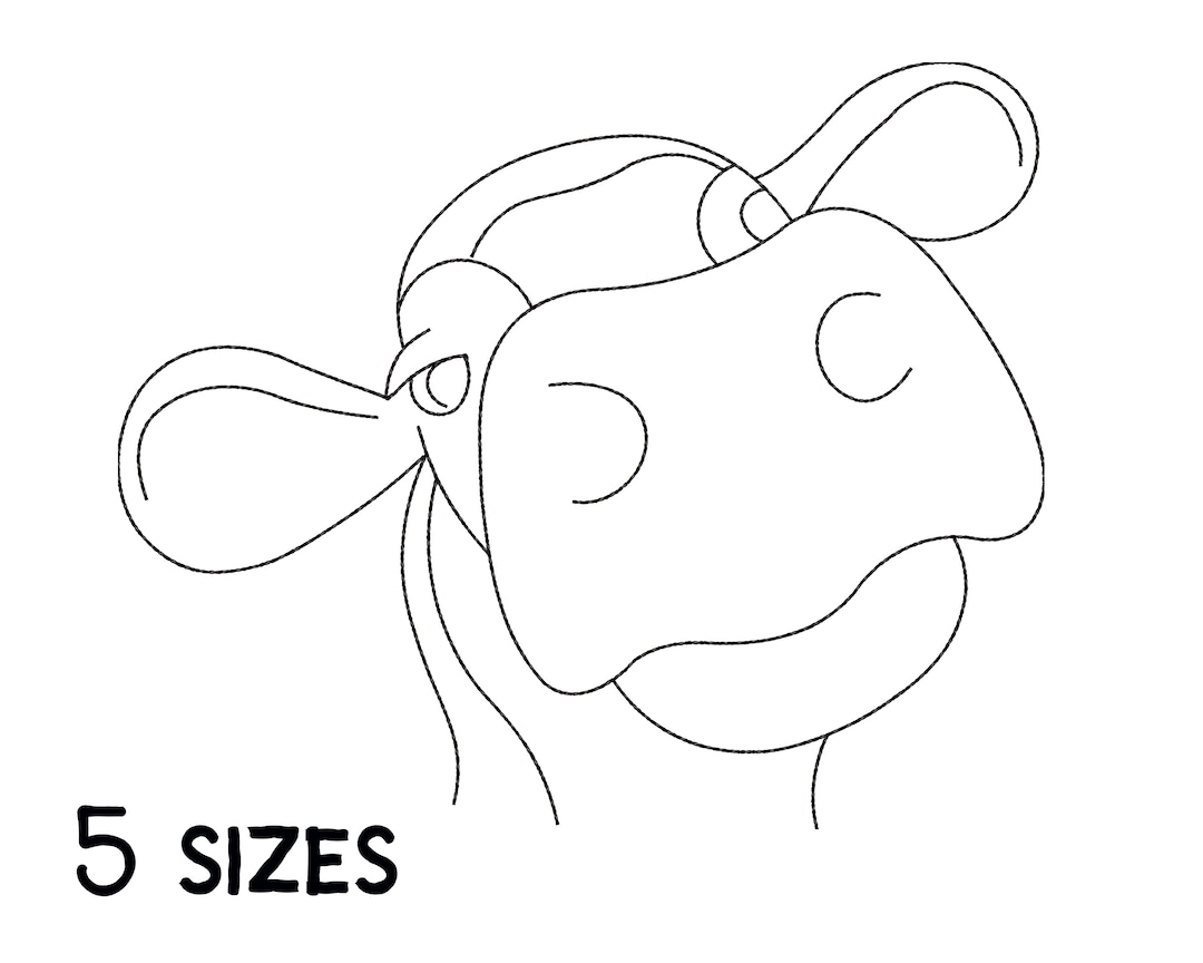 Cow Head Redwork Machine Embroidery Design 5 Sizes, Farm Applique ...
