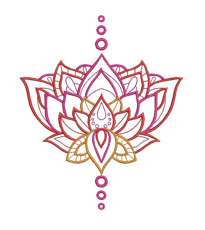 Lotus Flower machine embroidery design. Lotus embroidery | Etsy