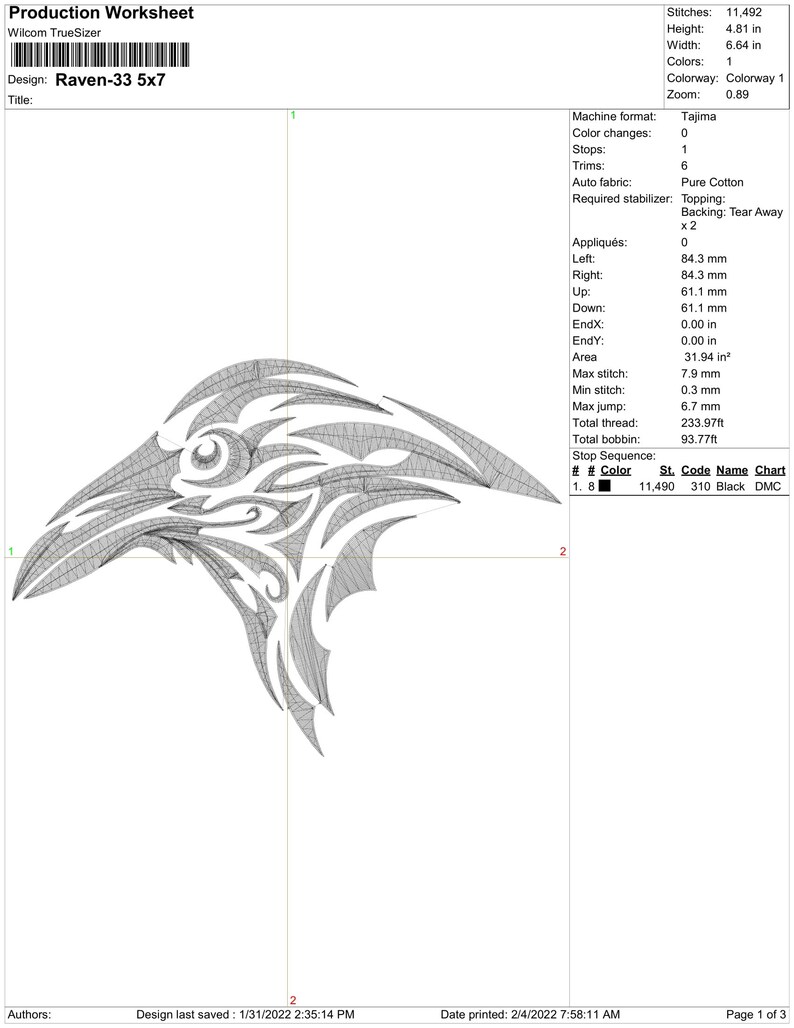 Raven Head Machine Embroidery Design 6 Sizes Easy Embroidery - Etsy