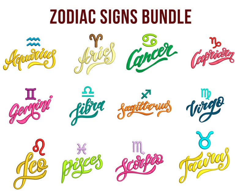 Zodiac Signs Bundle Machine Embroidery Design Virgo - Etsy