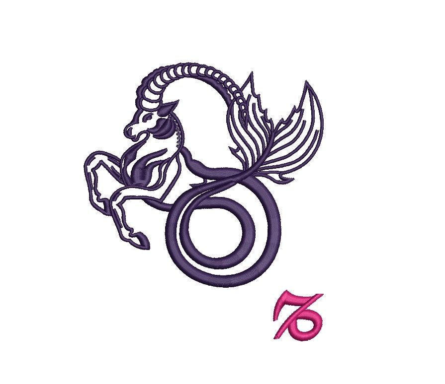 Capricorn Zodiac Sign Machine Embroidery Design 3 Sizes - Etsy