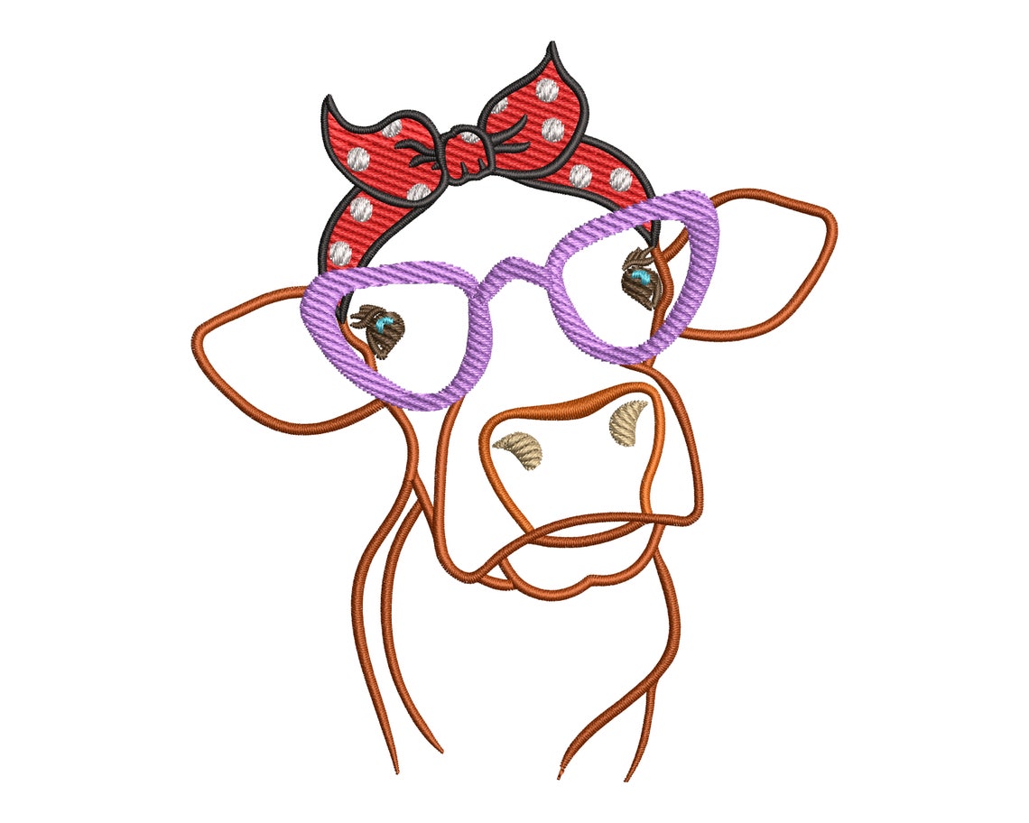 Cow Machine Embroidery Design 4 Sizes Farm Animal With - Etsy