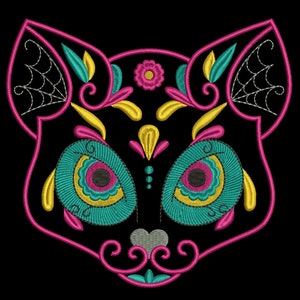 Calavera Cat Face - Cinco De Mayo/halloween Embroidery Design, Pes, Dst ...