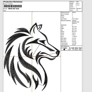 Wolf Portrait Machine Embroidery Design 6 Sizes, Wolf Applique Pattern ...