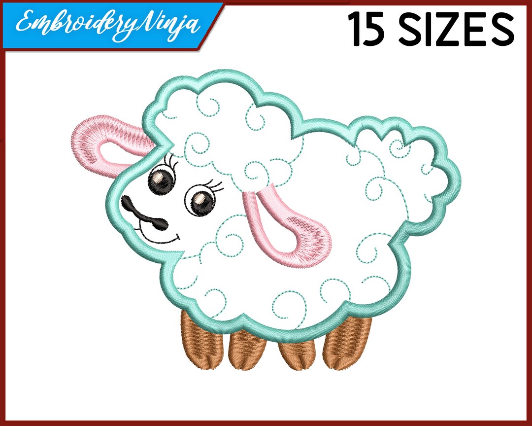 Sheep Applique. Kids Sheep Machine Embroidery Design, Baby Animal ...
