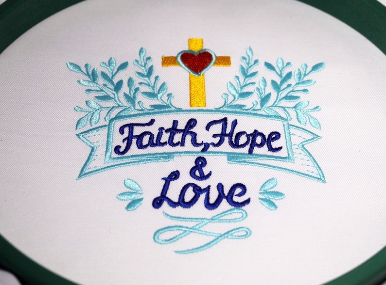 Faith Hope and Love Machine Embroidery Design Christian | Etsy