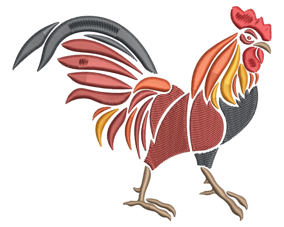 Rooster 5 Sizes, Machine Embroidery Design. Farm Animal Embroidery ...